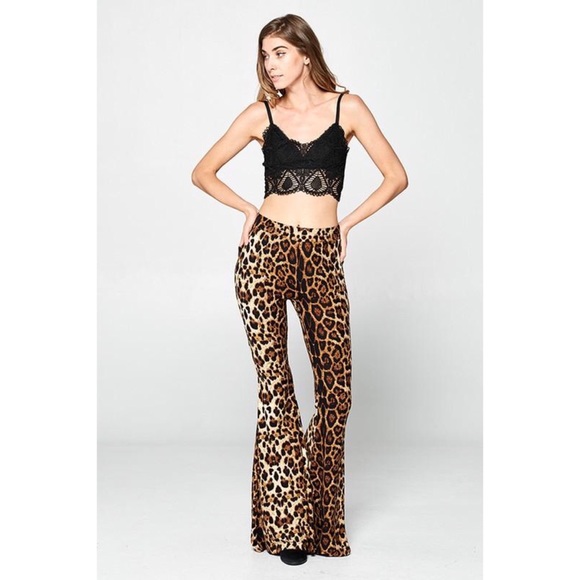 JEÂ | Pants & Jumpsuits | Leopard Bell Bottoms | Poshmark